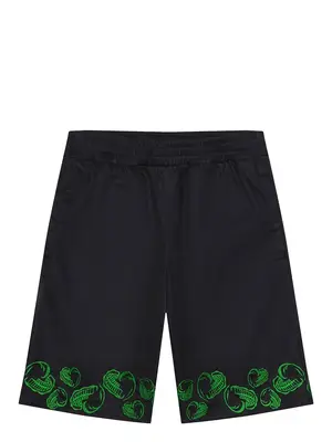 VEERT Heart Embroidered Shorts - Black