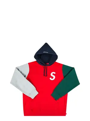 Supreme Logo Colorblocked Hooded Sweatshirt - Red