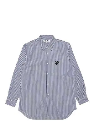 Play Comme Des Garcon Black Emblem Stripe Button Down - Blue