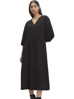 Everlane Tencel™ Puff-Sleeve Midi Dress Black