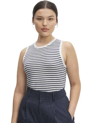 Everlane Ultrasoft Merino Tank Top Bone White/navy