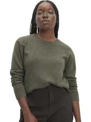 Everlane Everlane Classic Crew Neck Cashmere Sweater Heather Army Green
