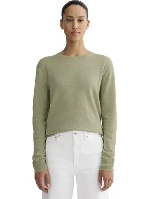 Everlane Everlane Classic Crew Neck Cashmere Sweater Light Heathered Moss