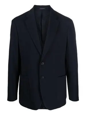 Giorgio Armani Micro-canneté Effect Notched-lapel Blazer - Blue