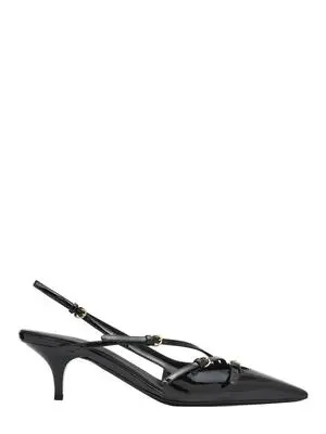 Miu Miu Miu Miu Patent Leather Slingback Pumps Nero