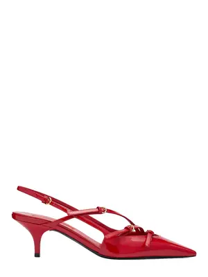 Miu Miu Miu Miu Patent Leather Slingback Pumps Rosso