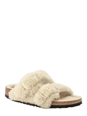 BIRKENSTOCK Arizona Big Buckle Shearling Slides - Eggshell