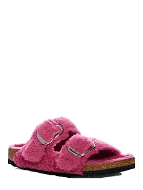 BIRKENSTOCK Arizona Big Buckle Shearling Slides Fuchsia