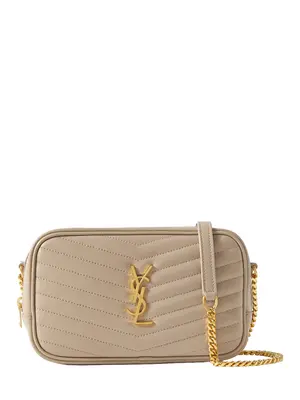 Saint Laurent Lou Mini Matelassé Leather Shoulder Bag - Neutrals