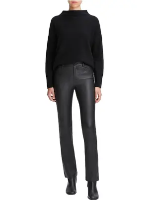 Vince Stretch Leather Boot-cut Pant - Black