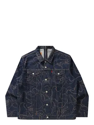 A BATHING APE X Levi's Camo Trucker Jacket - Blue