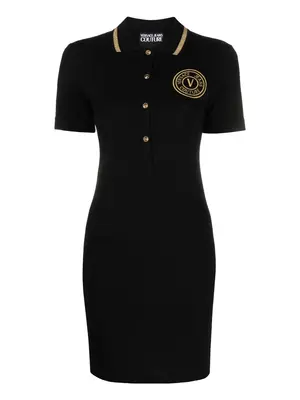 Versace V-emblem Polo Minidress - Black