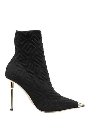 Elisabetta Franchi Monogram Quilted Ankle Boots - Black