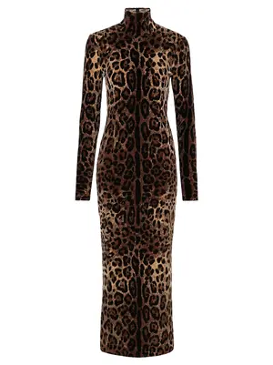 Dolce & Gabbana Leopard-print Mid-length Dress - Brown