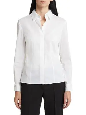 BOSS Bashinah Cotton-blend Blouse - Bright White