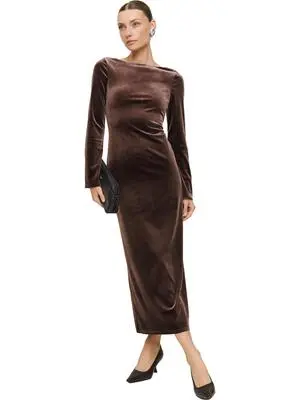 REFORMATION Delphina Knit Dress Mushroom Velvet