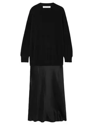 Christopher Esber Monument Cashmere And Silk-satin Maxi Dress - Black