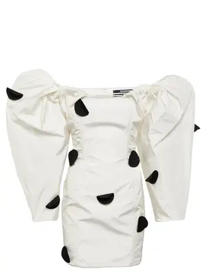 Jacquemus La Robe Taffetas Polka-dot Minidress - White