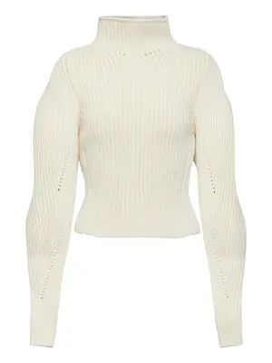 Alaïa Ribbed-knit Wool-blend Sweater - White
