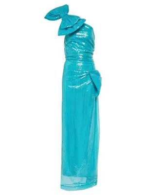 Nina Ricci Sequined Asymmetric Maxi Dress - Blue