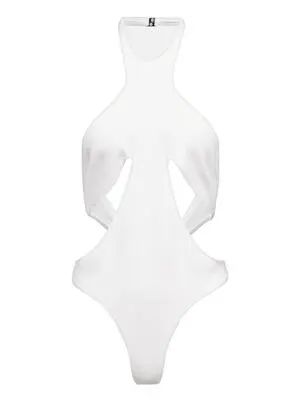 MUGLER Cutout Halterneck Swimsuit - White