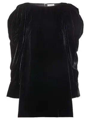 Nina Ricci Puff-sleeve Velvet Minidress - Black