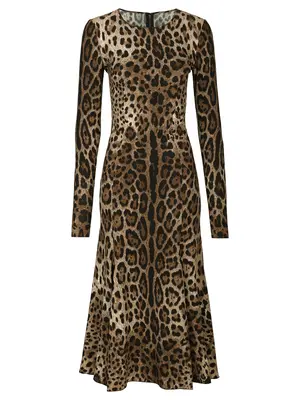 Dolce & Gabbana Leopard-print Calf-length Cady Dress - Animal Print