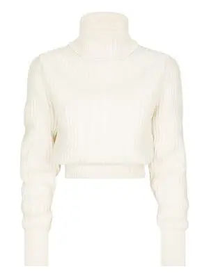 Dolce & Gabbana Wool Fisherman’s Rib Turtle-neck Sweater With Dg Logo - White