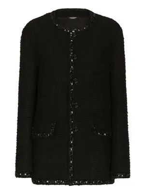Dolce & Gabbana Single-breasted Bouclé Jacket - Black