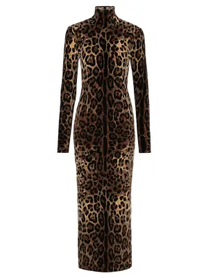 Dolce & Gabbana Jacquard Leopard Chenille Long Dress - Multicolor