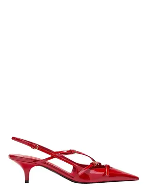 Miu Miu Miu Miu Patent Buckle-Trio Slingback Pumps Rosso