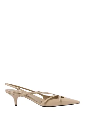 Miu Miu Miu Miu Patent Buckle-Trio Slingback Pumps Sabbia