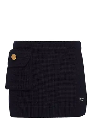 Prada Prada Ribbed-Knit Wool Miniskirt Blue