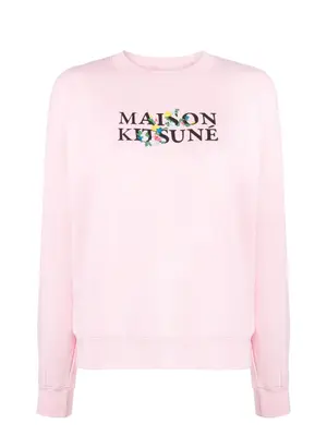 Maison Kitsuné Logo-print Cotton Sweatshirt - Pink