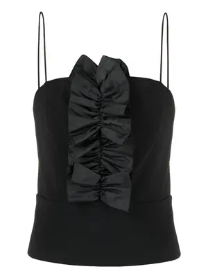 Pinko Ruffled-trim Spaghetti-strap Top - Black