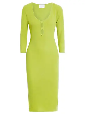 Michelle Mason Cutout Ribbed-knit Dress - Chartreuse
