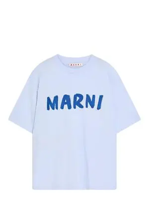Marni Logo-print Cotton-jersey T-shirt - Sky Blue