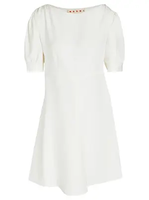Marni Gathered Jacquard Mini Dress - Off-white