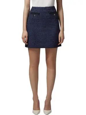 LK BENNETT Charlee Tweed Miniskirt - Navy