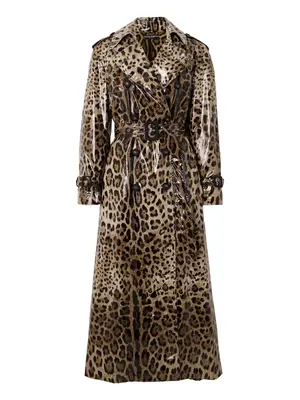 Dolce & Gabbana Leopard-print Coated-canvas Trench Coat - Animal Print