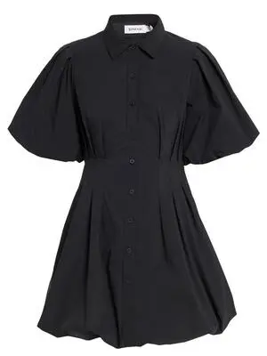 Simkhai Cleo Balloon-sleeve Pleated Mini Dress - Black