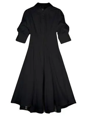 Simkhai Jazz Poplin Pintuck Midi Shirtdress - Black