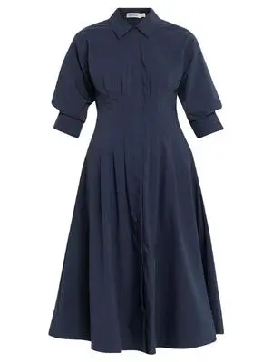 Simkhai Jazz Poplin Pintuck Midi Shirtdress - Dkblue