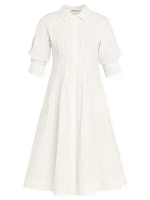 Simkhai Jazz Poplin Pintuck Midi Shirtdress - White
