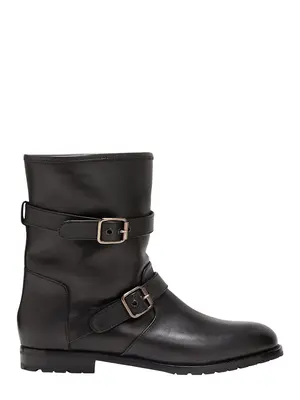 Manolo Blahnik Sulaltra Leather Biker Booties - Black