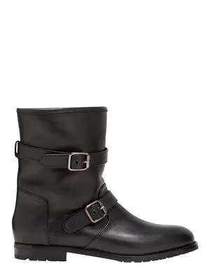 Manolo Blahnik Sulaltra Leather Biker Booties - Black
