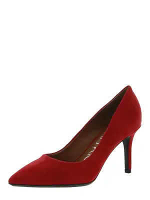 Calvin Klein Gayle Womens Leather Pointed Toe Heels Red