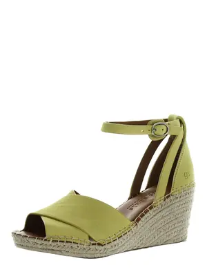 KENNETH COLE Charli Womens Leather Sandal Wedge Heels Yellow