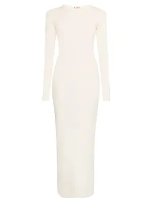 Eterne Long-sleeve Rib-knit Maxi Dress - Cream