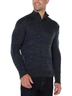 LIVERPOOL Four Button Mock Neck Sweater - Navy Olive